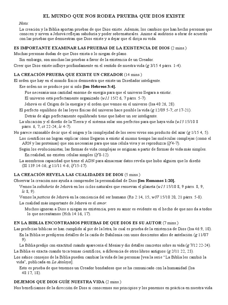 El Mundo Que Nos Rodea Prueba Que Dios Existe: Nota | PDF | Existencia de dios | Dios