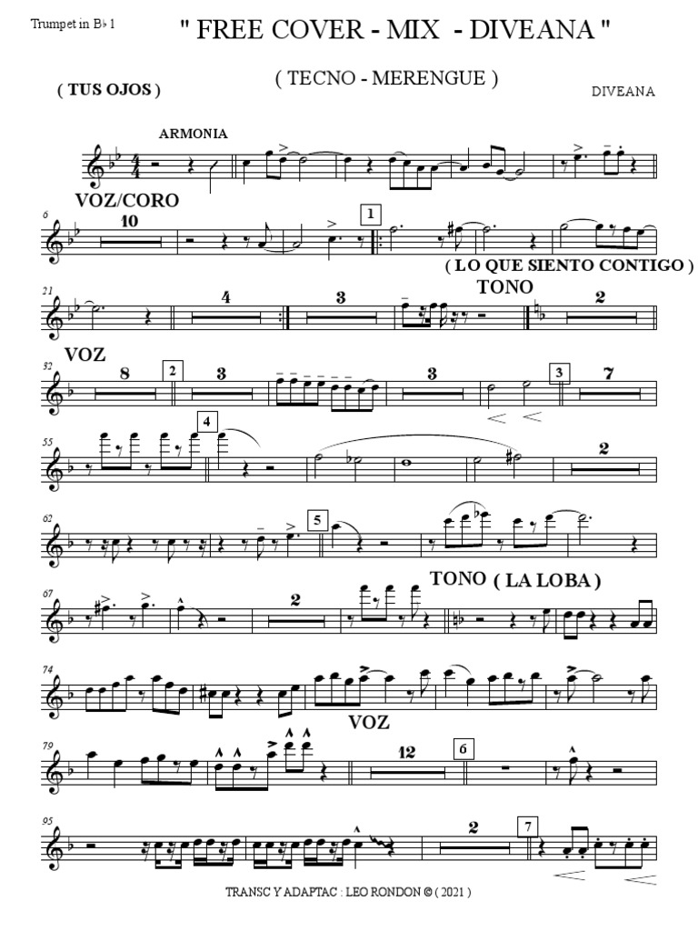 FREE COVER - MIX - DIVEANA (LISTO) - Trumpet in BB 1 | PDF