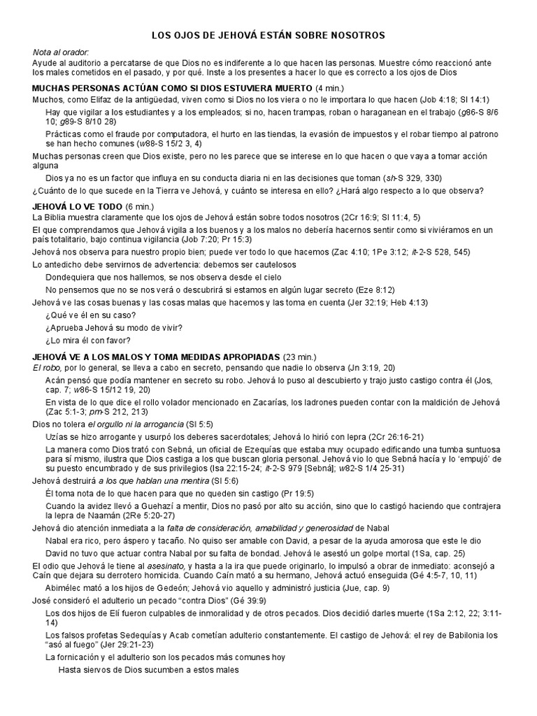 Los Ojos de Jehová Están Sobre Nosotros: Muchas Personas Actúan Como Si ...