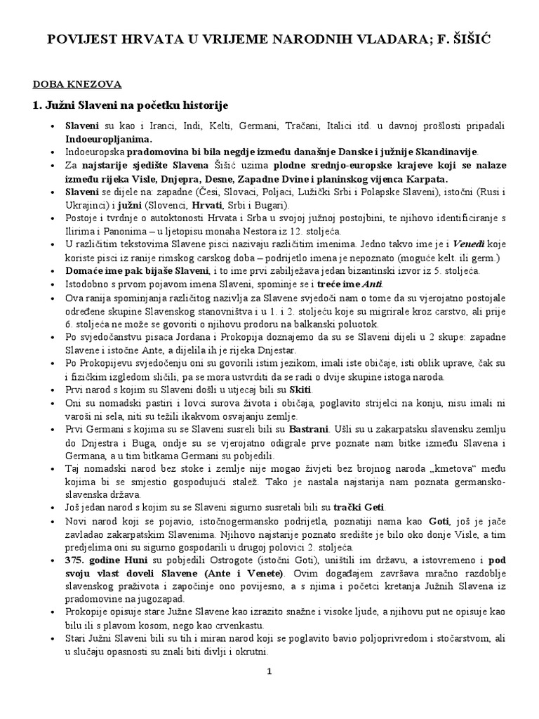 Povijest Hrvata U Vrijeme Narodnih Vladara Skripta Od Milijun Stranica | PDF
