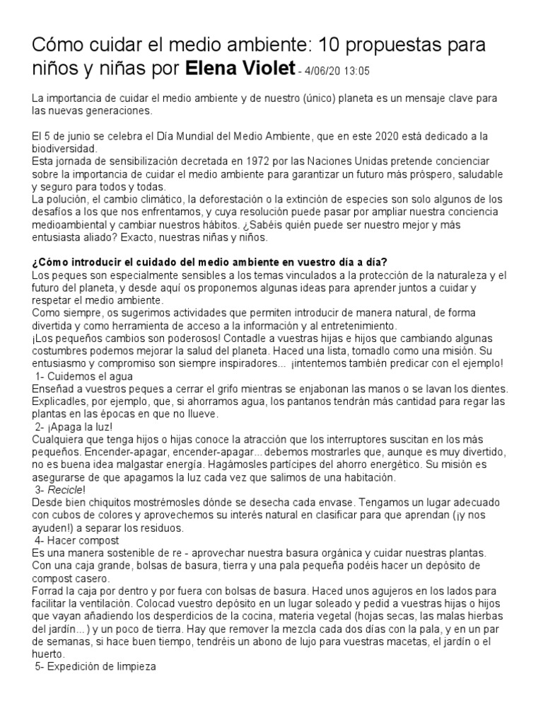 Cómo Cuidar El Medio Ambiente | PDF | Residuos | Tierra