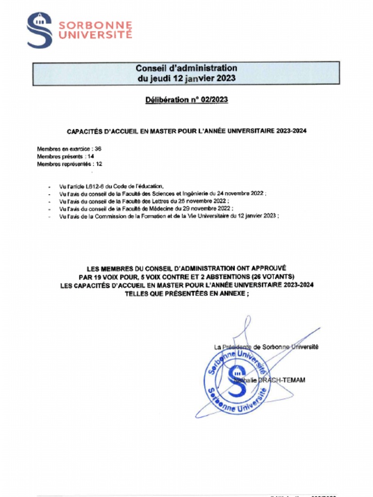 Critères d'admission en Master 2023 | PDF