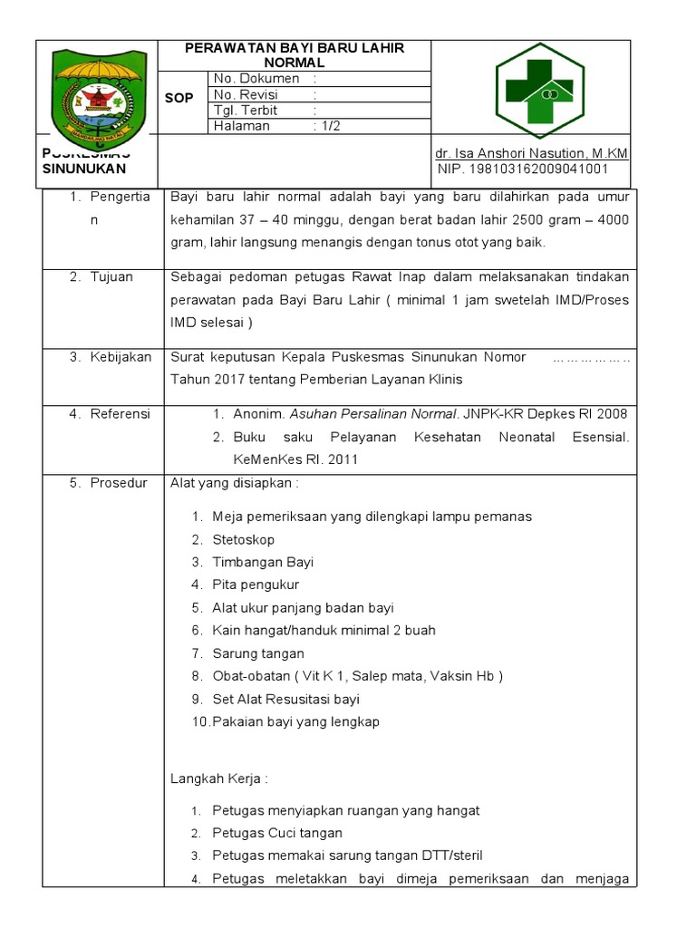 SOP Fisiologis - Perawatan BBL | PDF