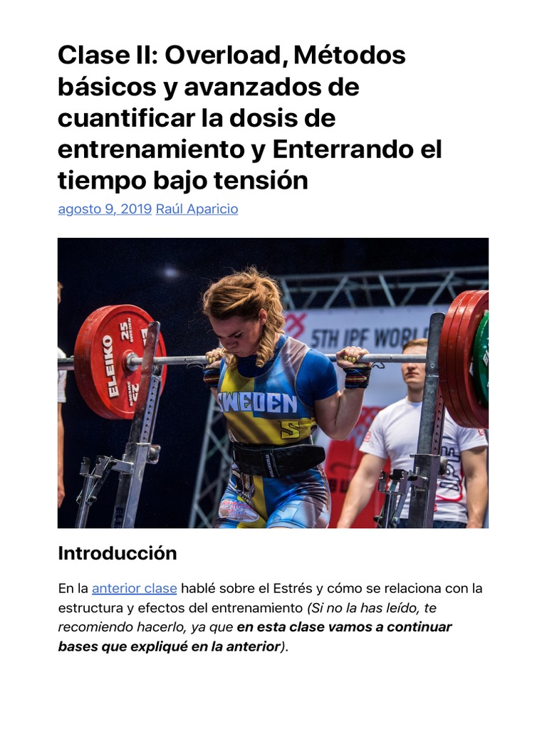 Clase II - Overload, Métodos Básicos y Avanzados de Cuantificar La Dosis de Entrenamiento y ...