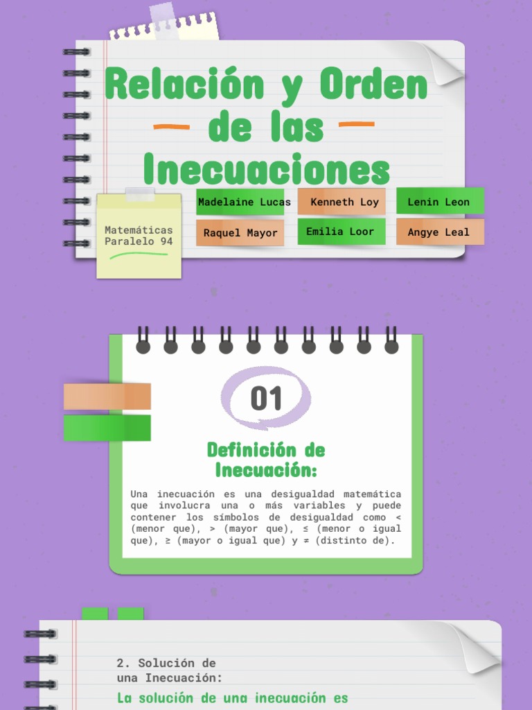 Relación y Orden de Inecuaciones | PDF | Desigualdad (Matemáticas) | Ecuaciones