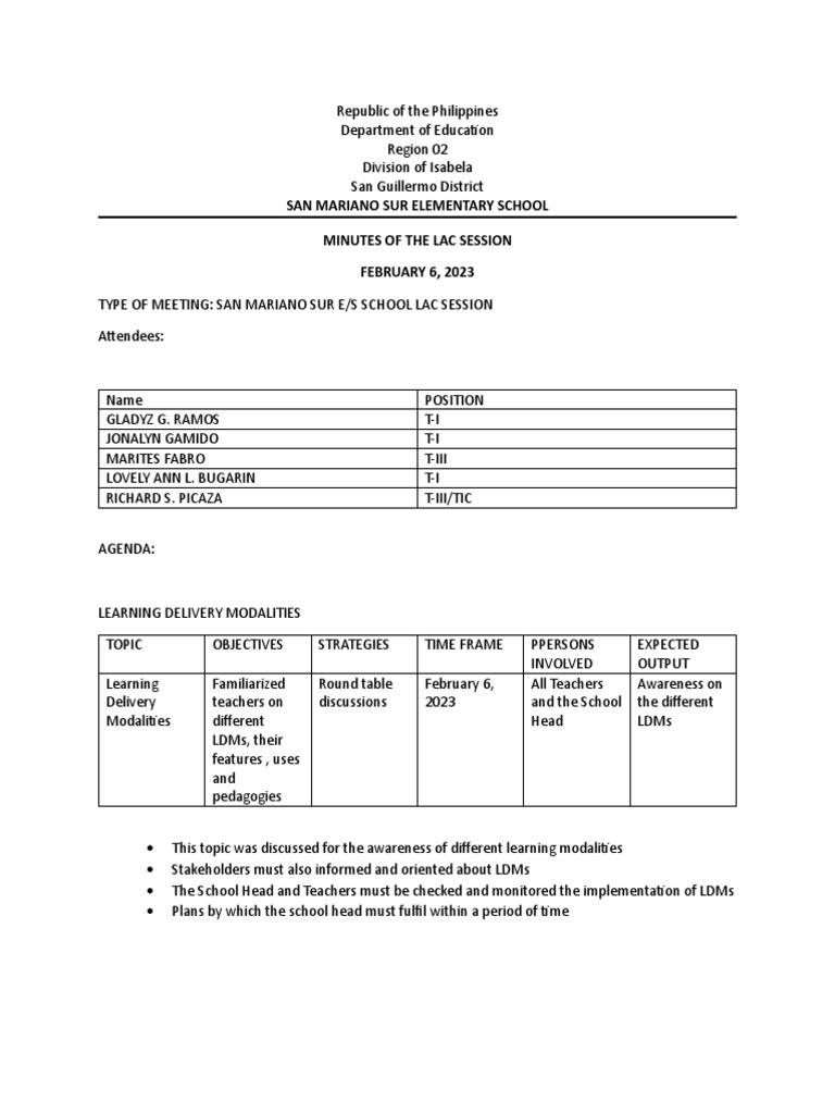 Minutes of Slac | PDF | Cognitive Science | Learning