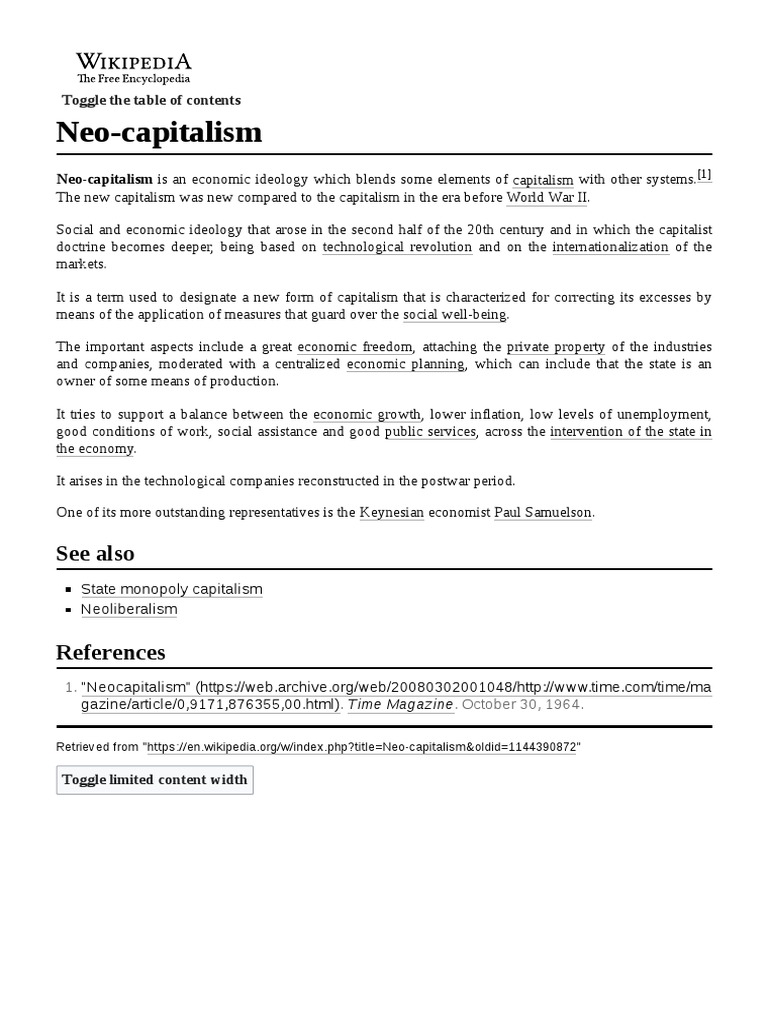 Neo Capitalism | PDF