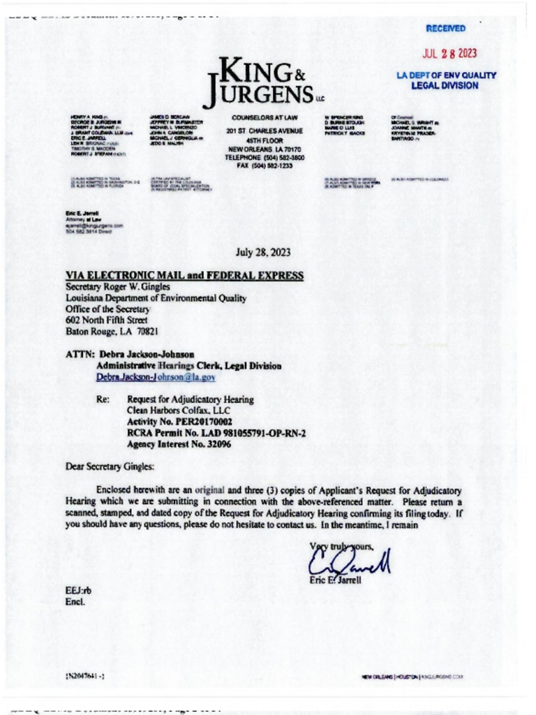 Clean Harbors Colfax Appeal | PDF