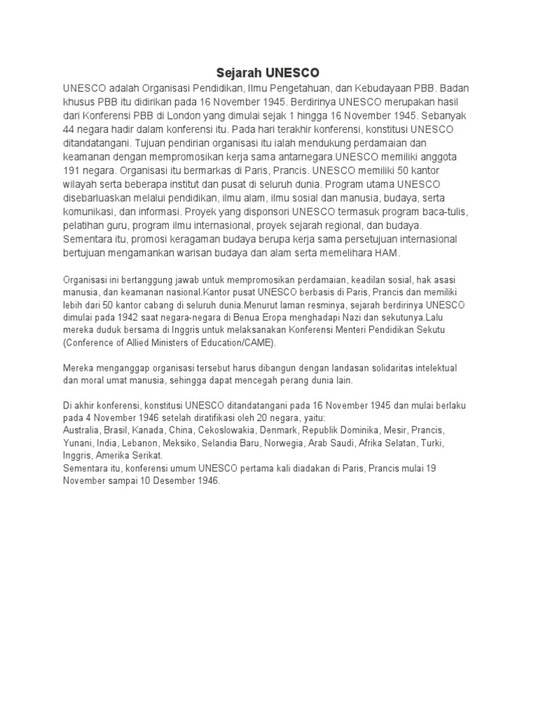 Sejarah UNESCO | PDF