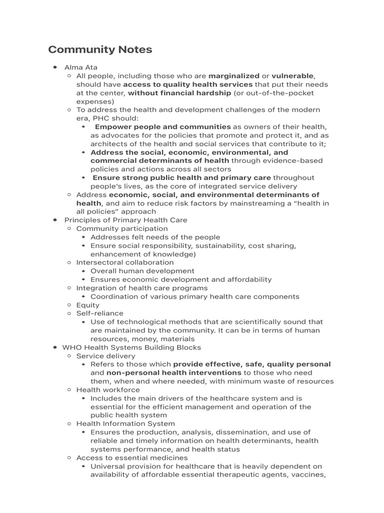 Community Notes | PDF | Health Care | Health System