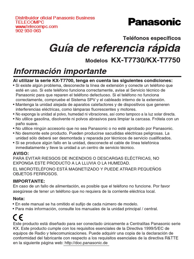 Manual Castellano Panasonic KX T7730 KX T7750 | PDF