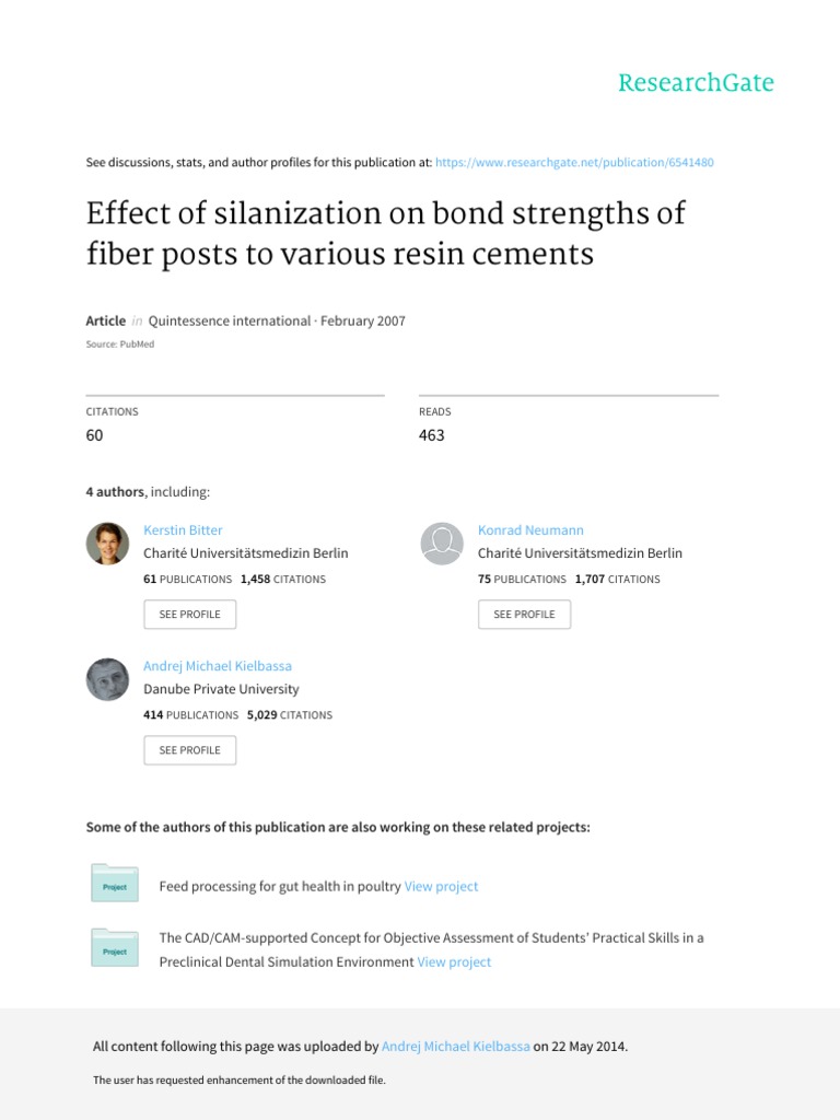 Effect of Silanization On Bond Strengths of Fiber | PDF | Poly(Methyl ...
