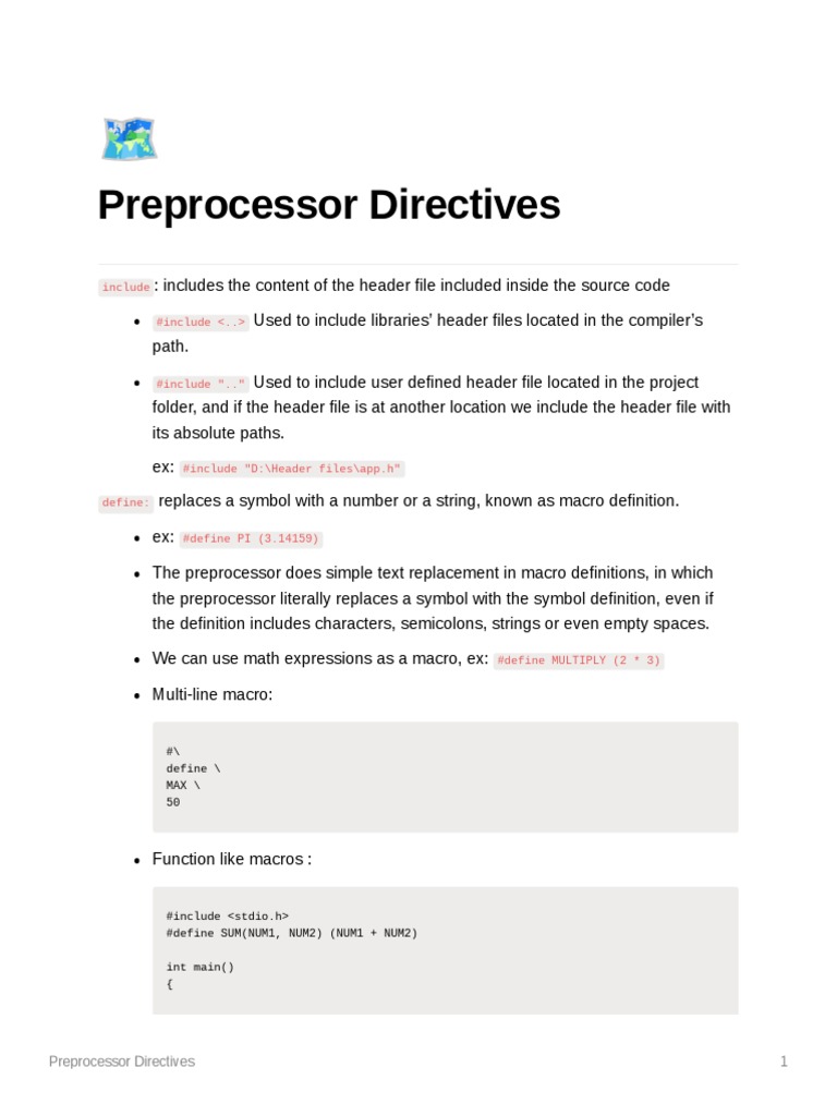 Preprocessor Directives Summary Pdf Computer Programming Computer Science 