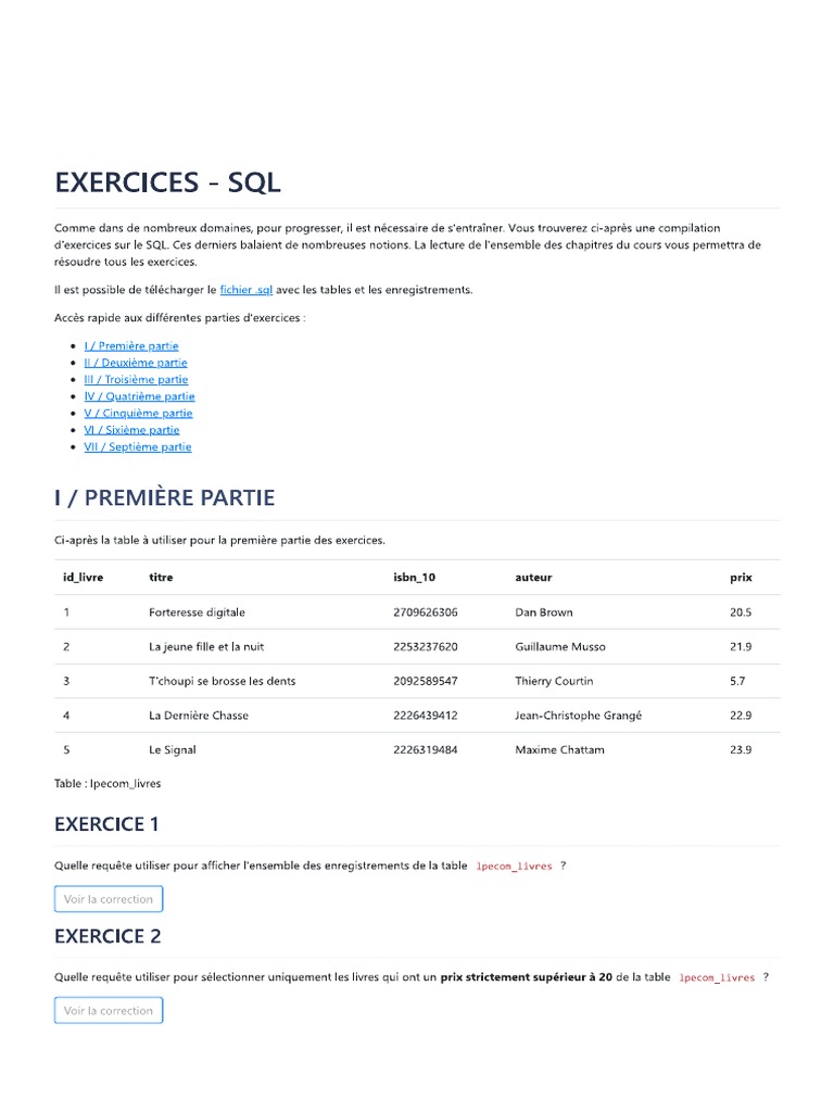 Exercices SQL | PDF