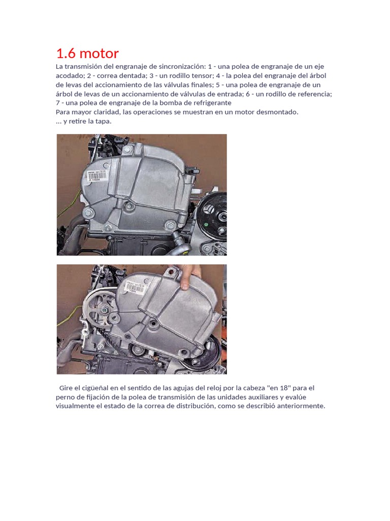 Renault Duster Motor K4M 1.6 | PDF | Tornillo | Tuerca (Hardware)
