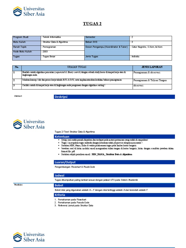 Tugas 2 Struktur Data & Algoritma | PDF Tugas 2 Struktur Data & Algoritma | PDF