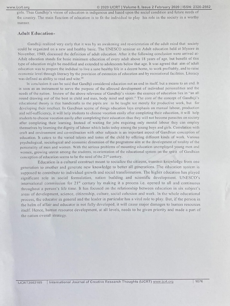 Gandhi Adult Education Handout | PDF