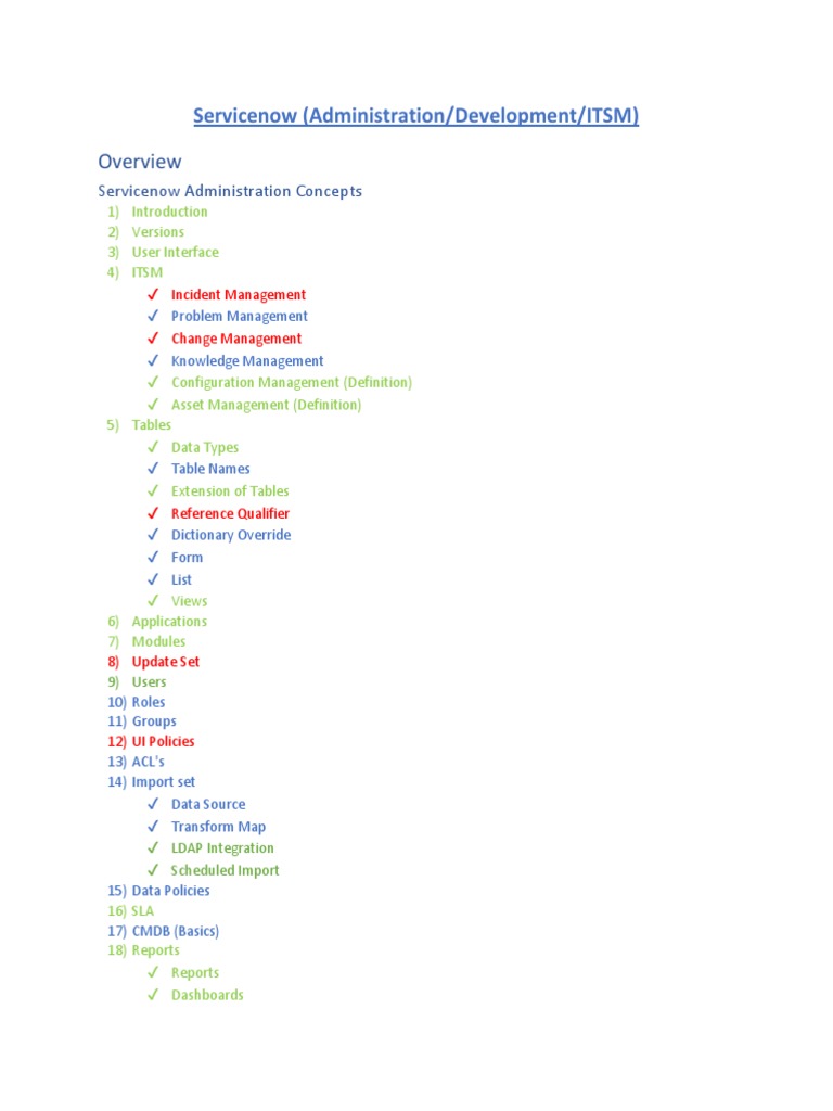 ServiceNow Syllabus | PDF