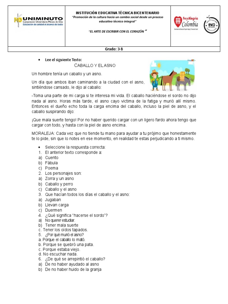 Cuento, Poema Taller | PDF | Burro