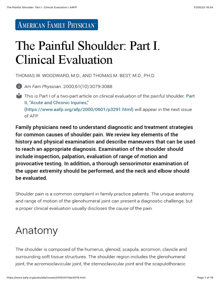 The Painful Shoulder: Part I. Clinical Evaluation - AAFP | Download ...