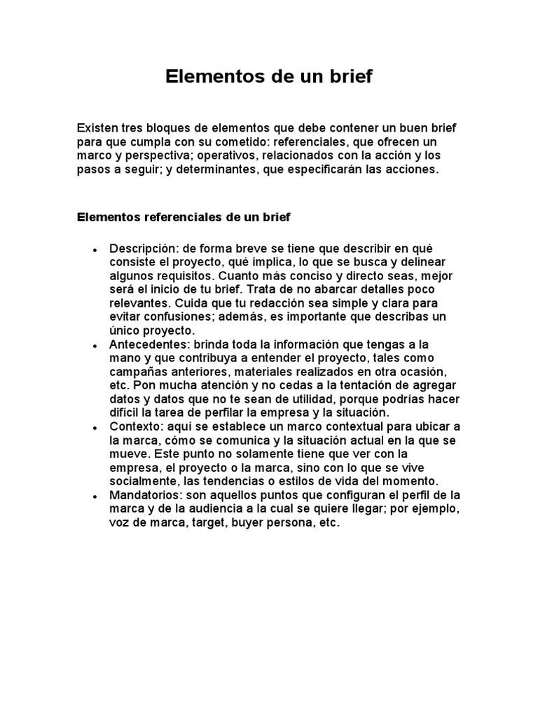Elementos de Un Brief | PDF | Presupuesto | Marca