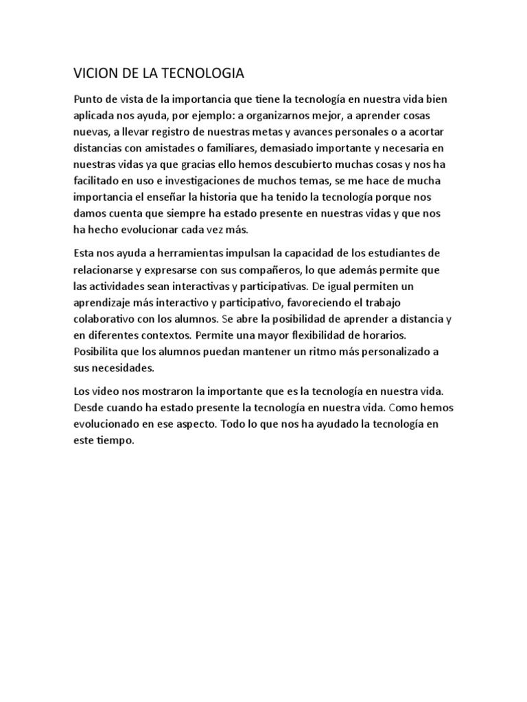 Importancia de la Tecnología en la Vida | PDF | Tecnología de ...