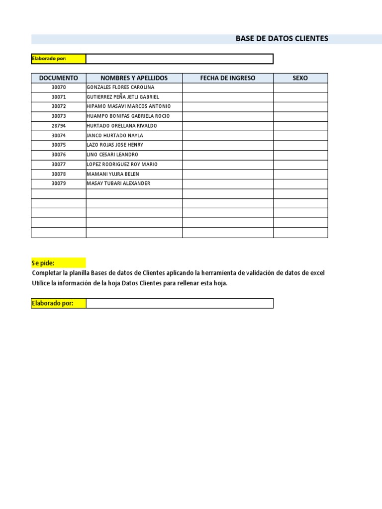 Ejercicios Validación de Datos | PDF