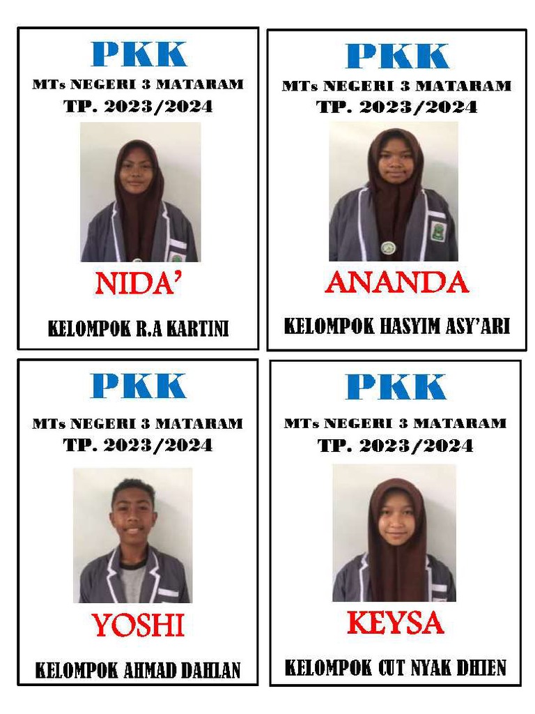 Contoh Name Tag Peserta PKK | PDF