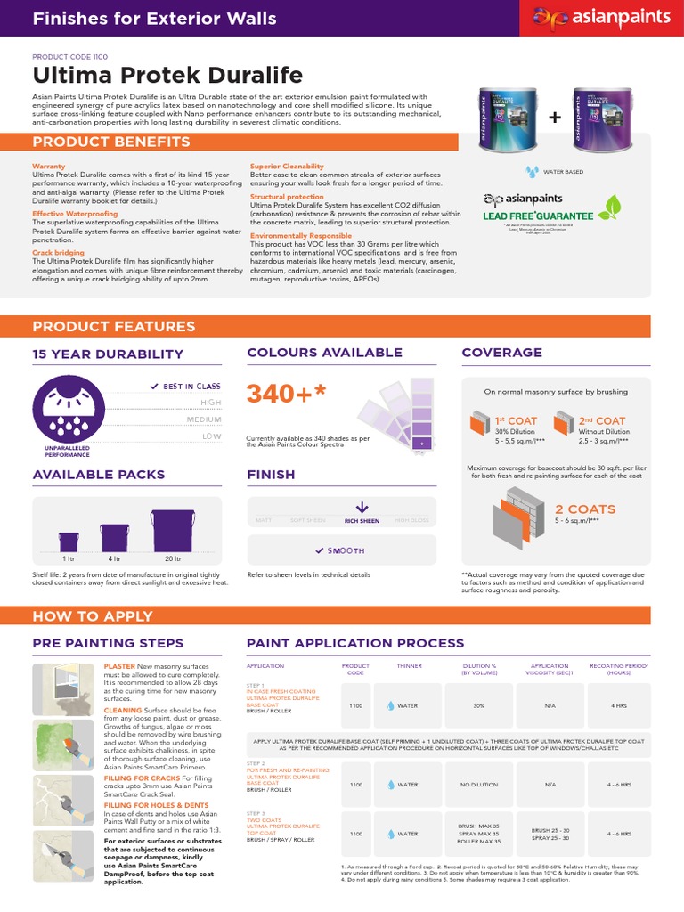 Ultima Protek Duralife: Features & Application | PDF | Paint | Materials