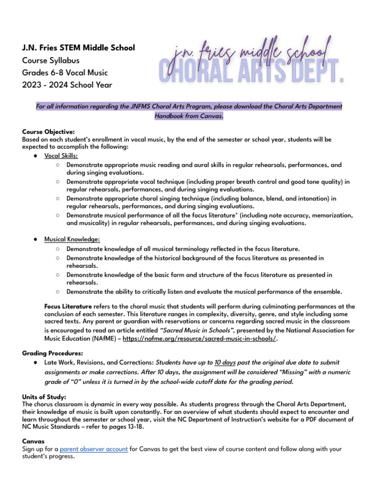Chorus Syllabus 2023-24 | PDF | Singing | Choir Chorus Syllabus 2023-24 | PDF | Singing | Choir