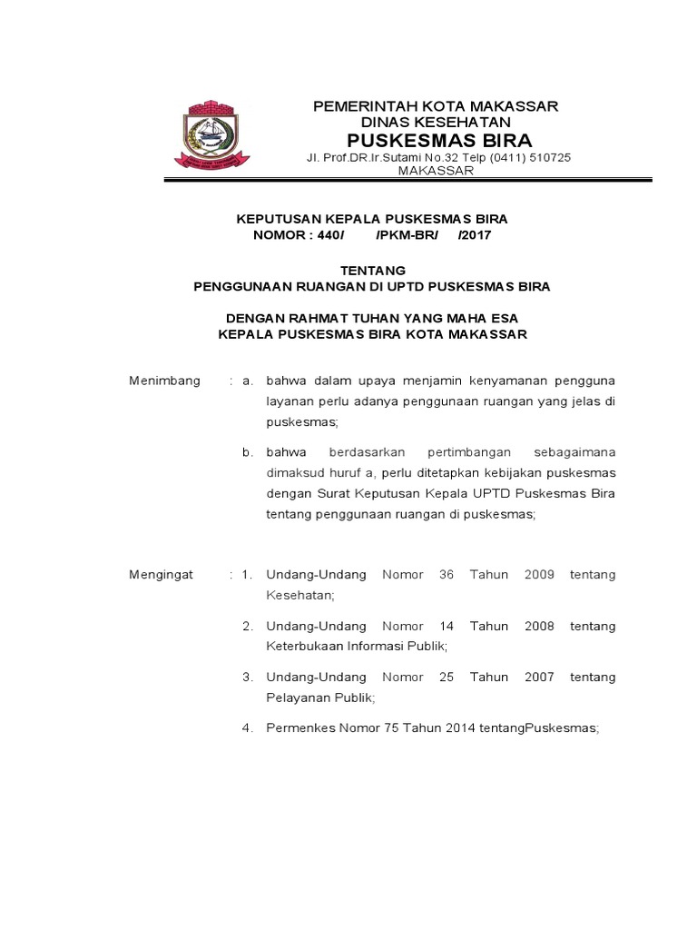 EDIT SK Penerapan Ruangan | PDF EDIT SK Penerapan Ruangan | PDF