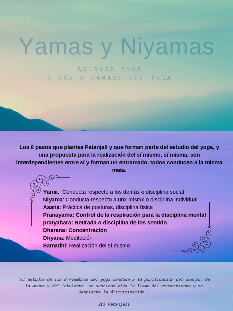 Yamas y Niyamas en el Yoga de Patanjali | PDF | Yoga | Mente