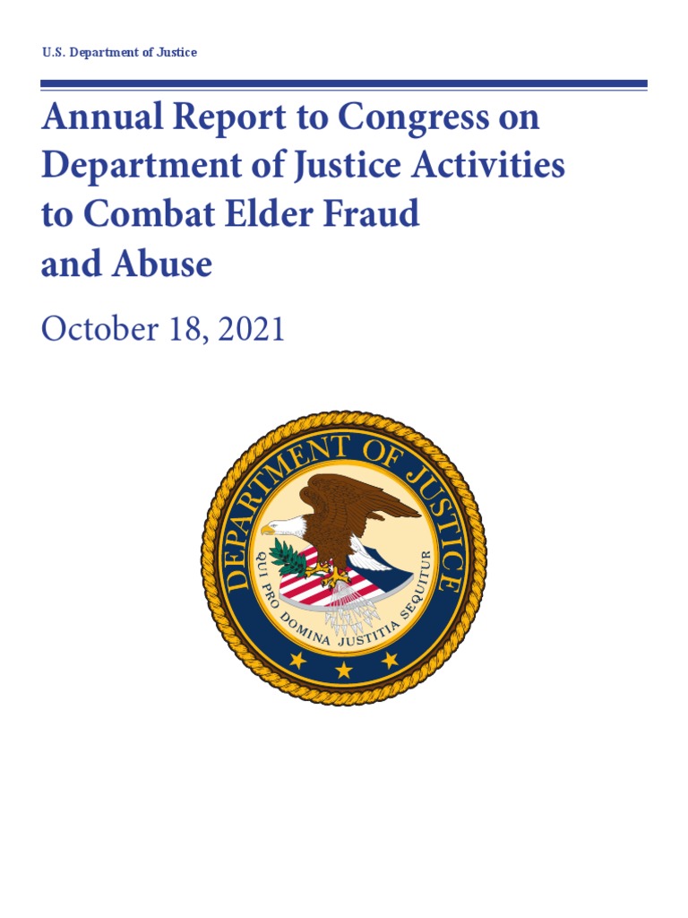 Annual Report To Congress On Department of Justice Activities To Combat ...