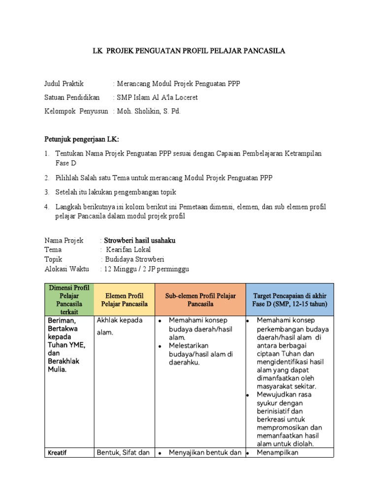 Modul Projek Kearifan Lokal Strowberi | PDF | Karier & Perkembangan