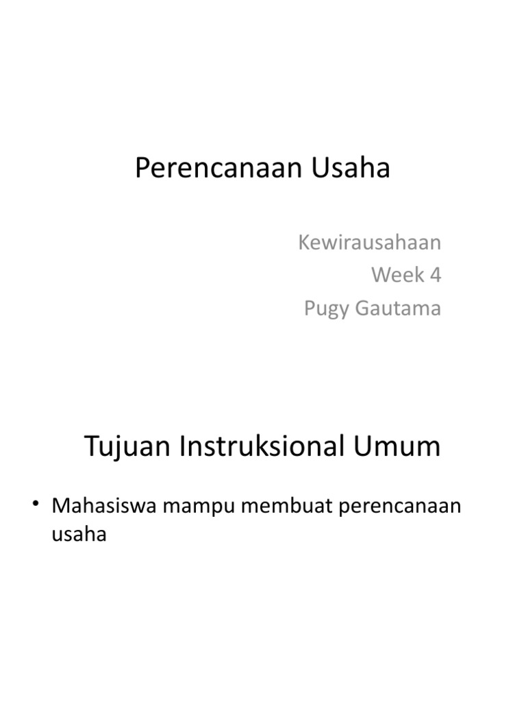 Perencanaan Usaha Week4 | PDF