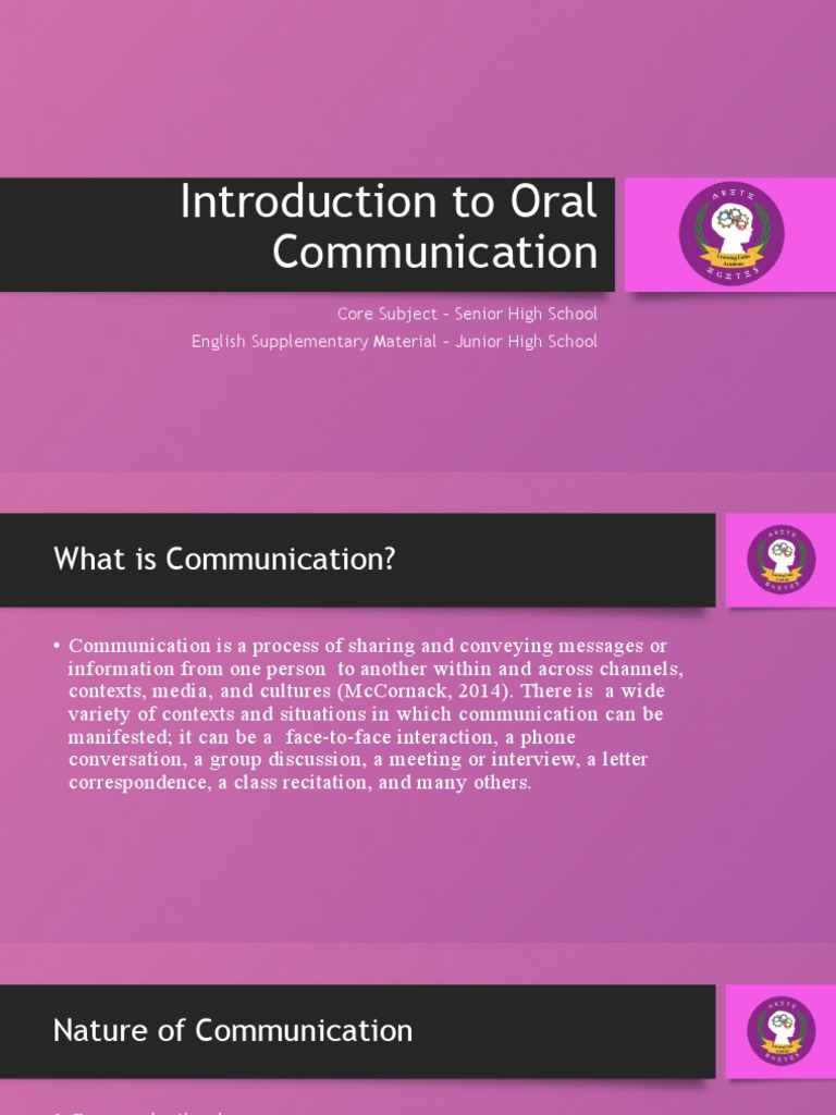 Oral Communication Guide | PDF | Communication | Nonverbal Communication