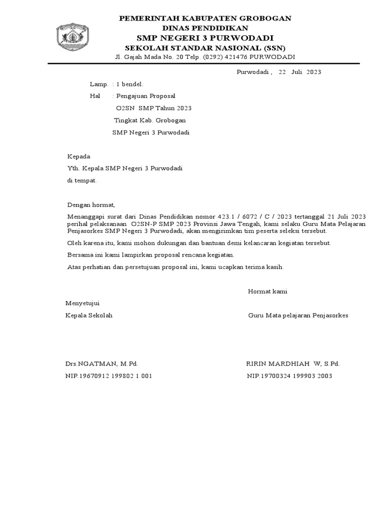 Proposal O2SN Provinsi | PDF | Sains & Matematika