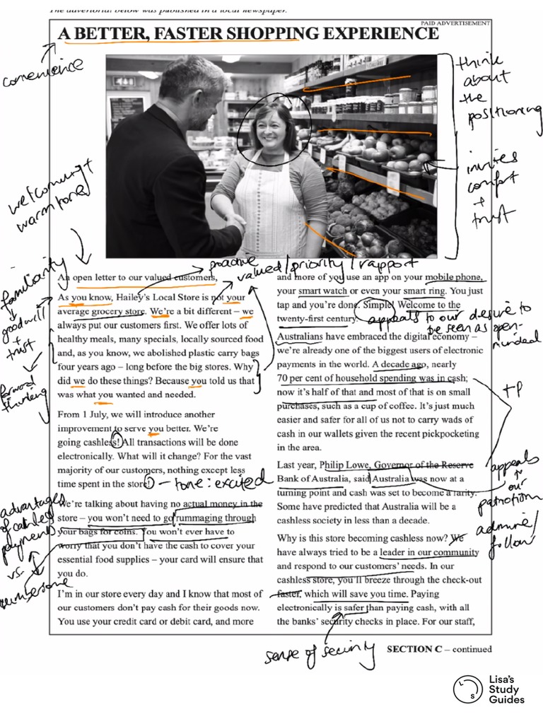 VCAA 2019 Article Analysis Annotations Lisa's Study Guides | PDF