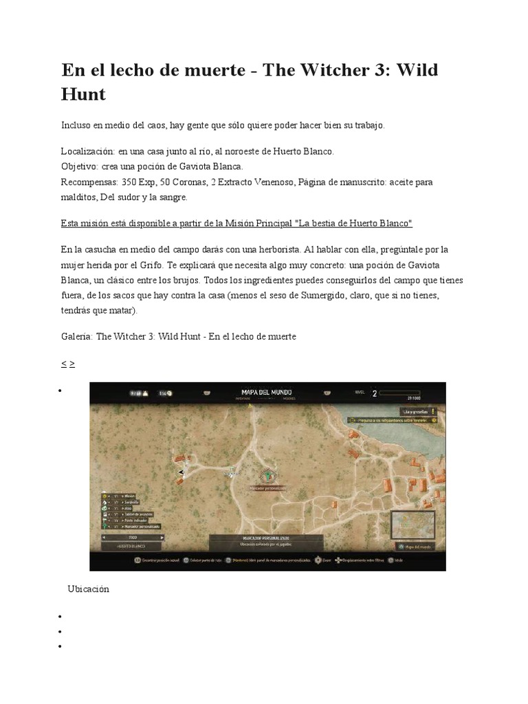 En El Lecho de Muerte - The Witcher 3 - Wild Hunt | PDF