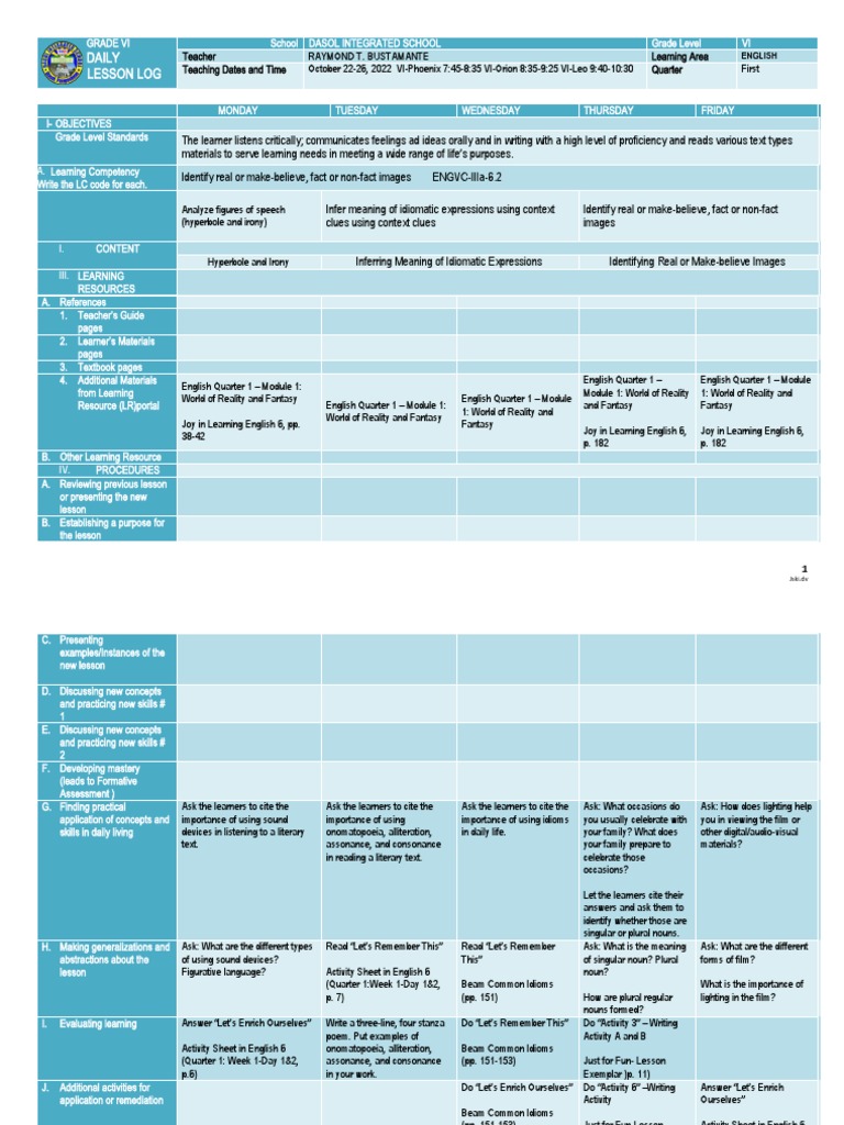 DLL Grade Vi | Download Free PDF | Learning | Plural