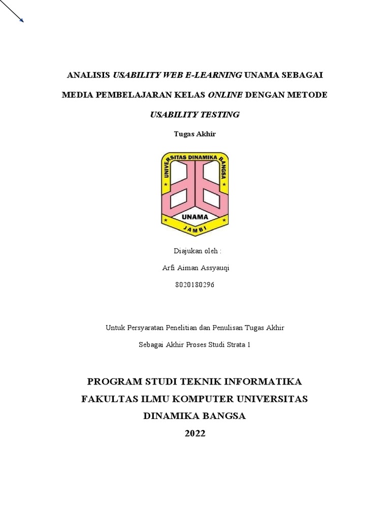 Analisis Usability Web E-Learning Unama Sebagai Media Pembelajaran ... Analisis Usability Web E-Learning Unama Sebagai Media Pembelajaran ...