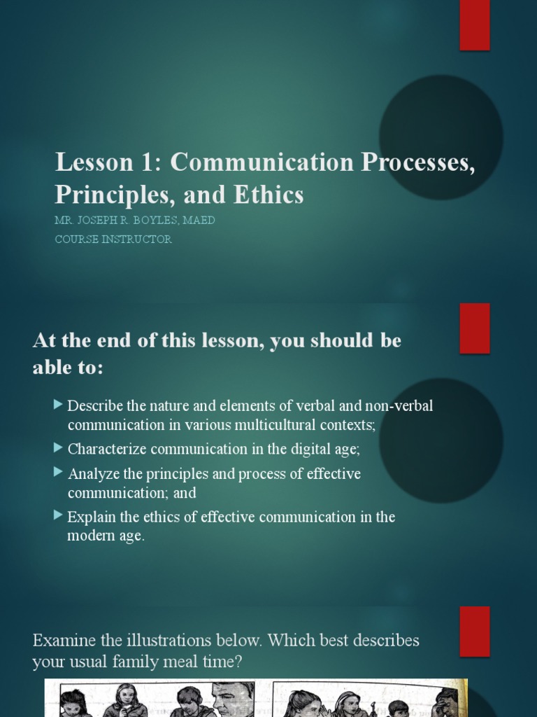 Lesson 1 - Communication Processes, Principles, and Ethics | PDF