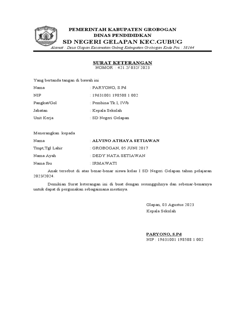 !! Surat Keterangan PKH 2023 | PDF
