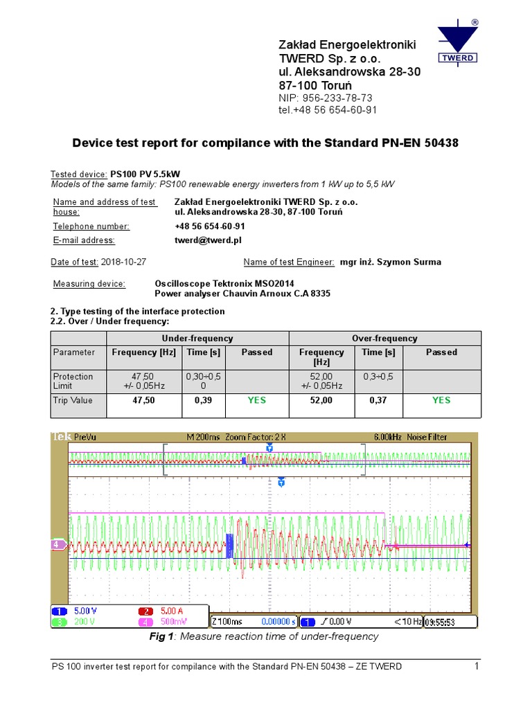 Ensaio PS100 - Raport PN-EN 50438 Z - Kopia - EN | PDF | Electricity ...