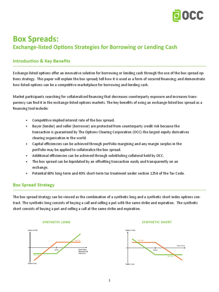 Listed Options Box Spread Strategies For Borrowing or Lending Cash ...