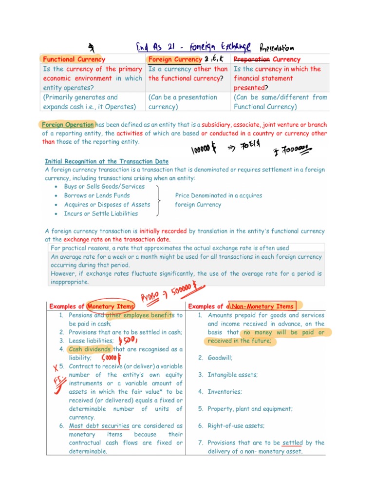 Ind As 21 Notes | PDF | Remittance | Cash
