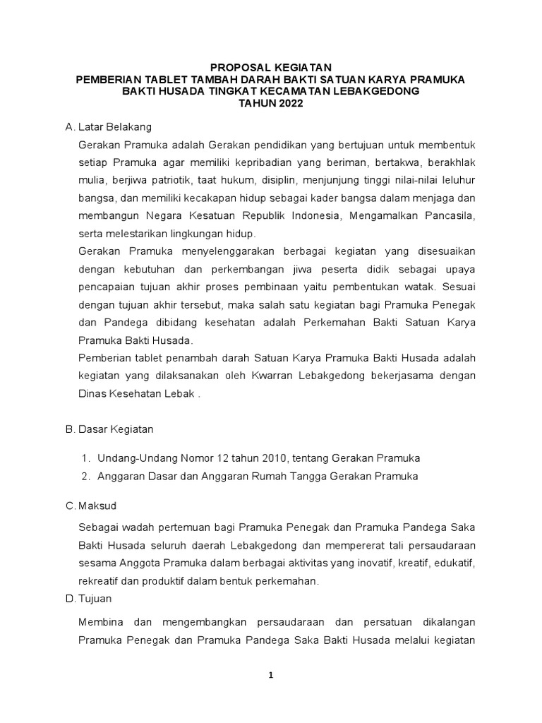 Proposal Kegiatan SBH | PDF