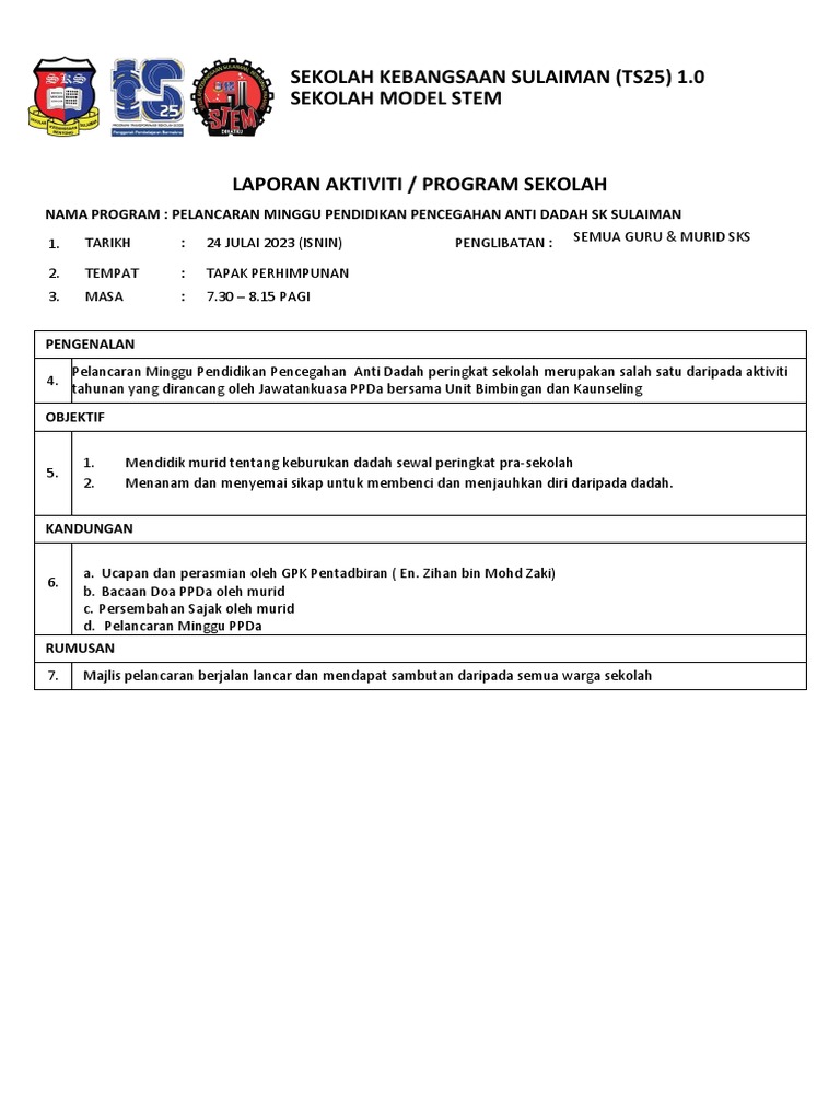 OPR Pelancaran Minggu PPDa | PDF