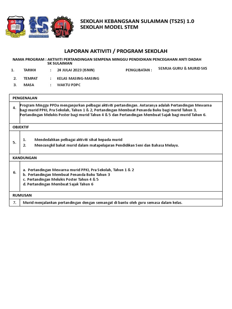 OPR Pertandingan Minggu PPDa | PDF | Perjalanan | Seni