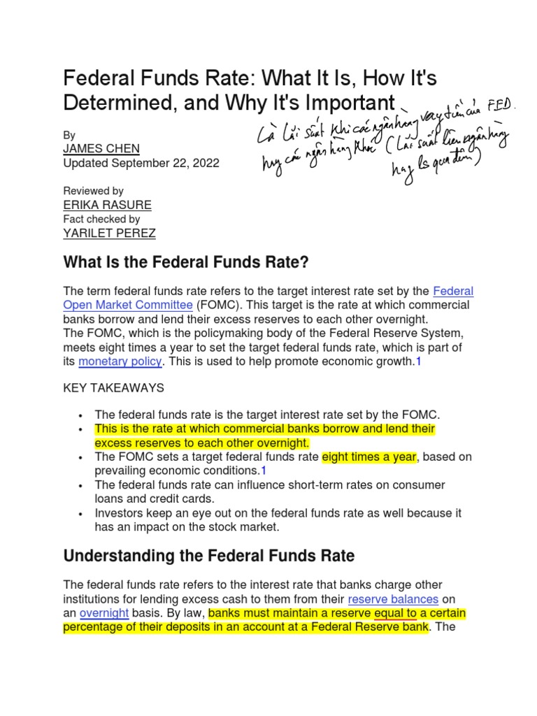 Federal Funds Rate - What It Is, How It's Determined, and Why It's Important | PDF | Federal ...